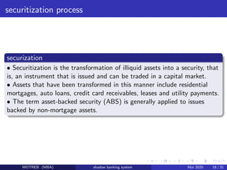 Ayoub EL MOTREB Shadow banking system | PDF