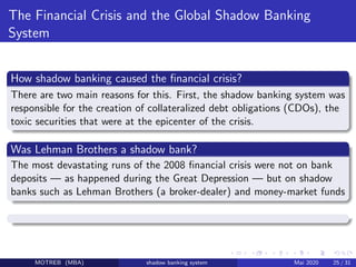 Ayoub EL MOTREB Shadow banking system | PDF