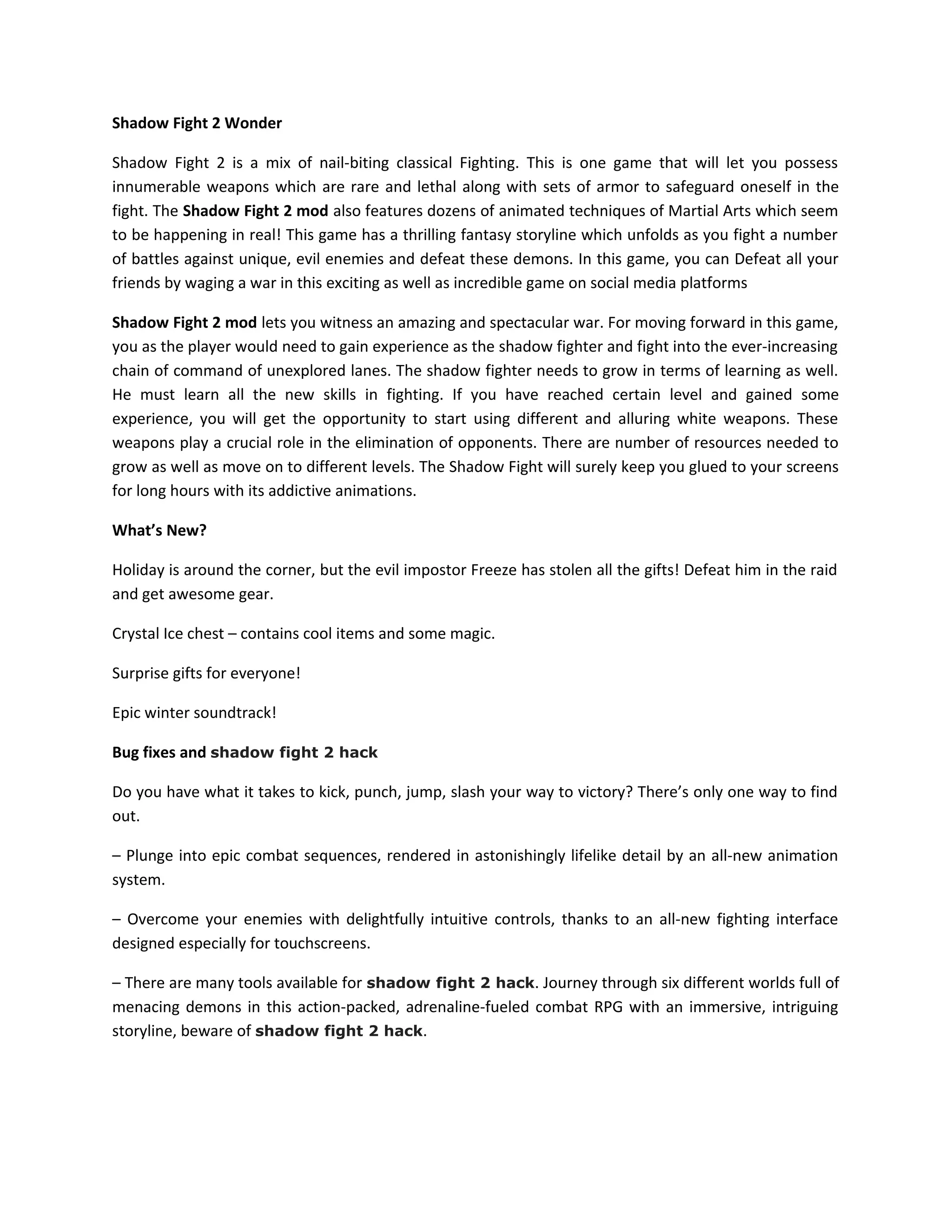 Shadow fight 2 blog | DOC | Roleplaying Games | Games and Puzzles