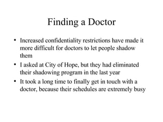 Shadowing a doctor | PPT
