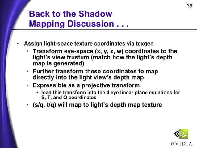 Shadow Mapping with Today's OpenGL Hardware | PPT