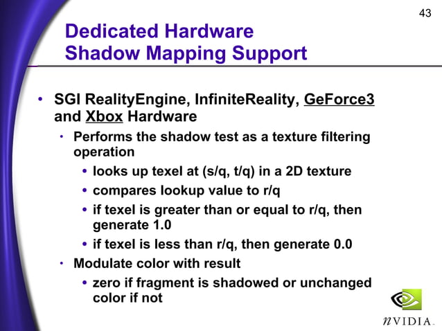 Shadow Mapping with Today's OpenGL Hardware | PPT