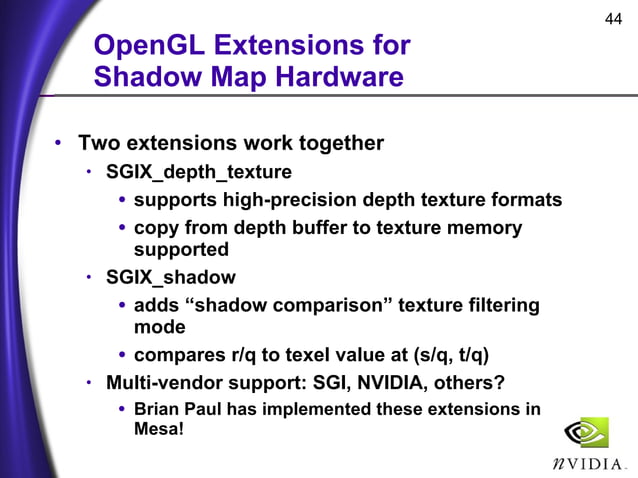 Shadow Mapping with Today's OpenGL Hardware | PPT
