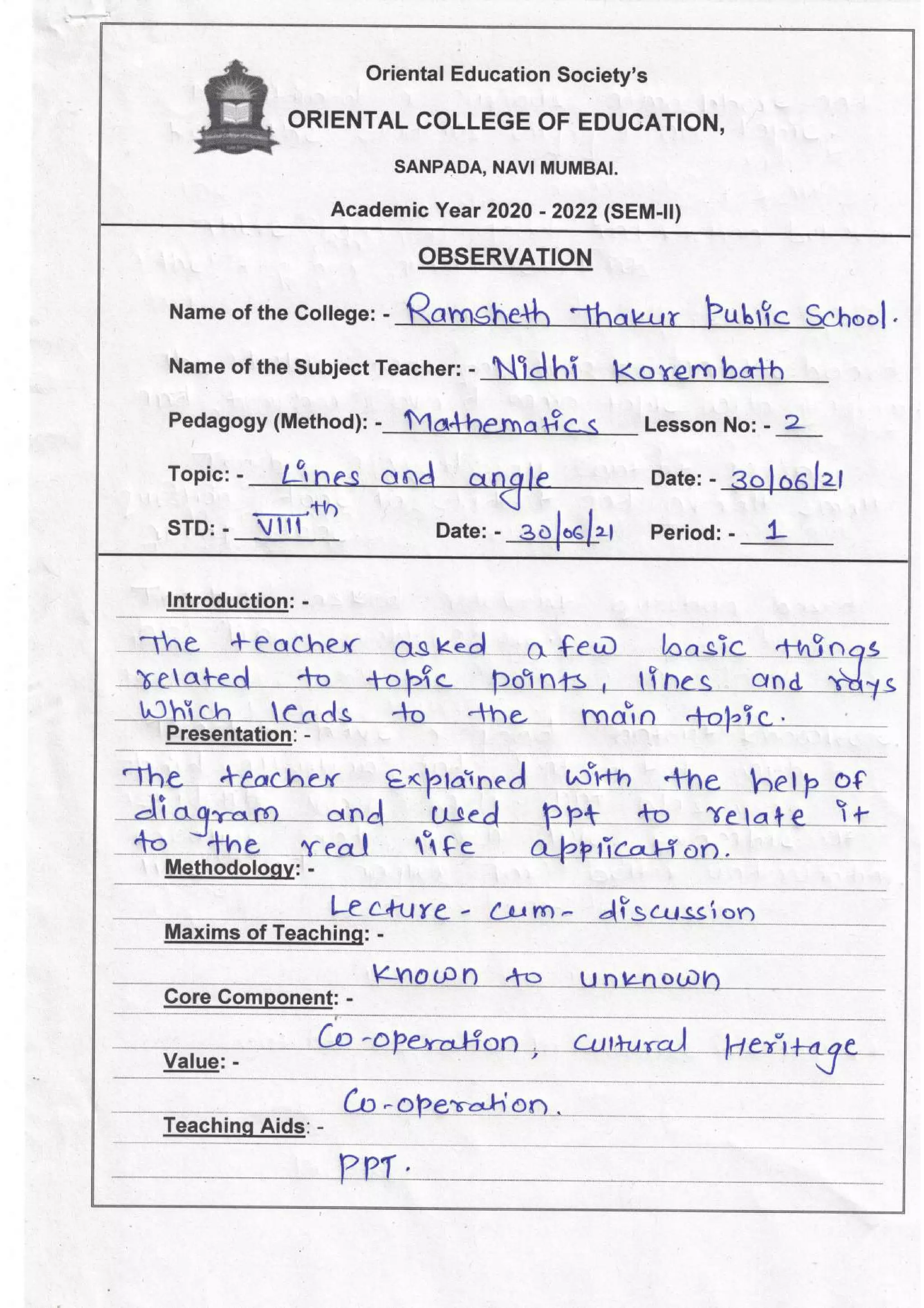 Shadow Teacher Observation.pdf | Education