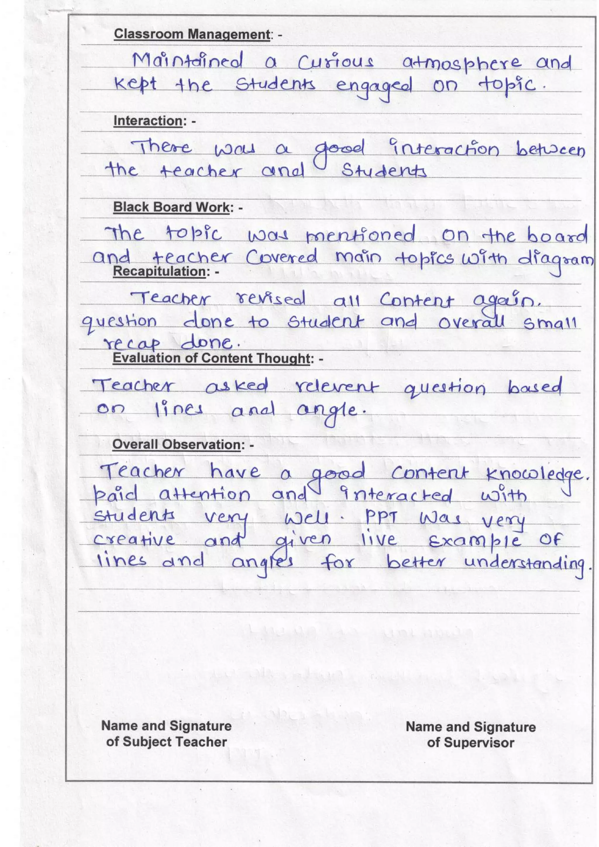 Shadow Teacher Observation.pdf | Education