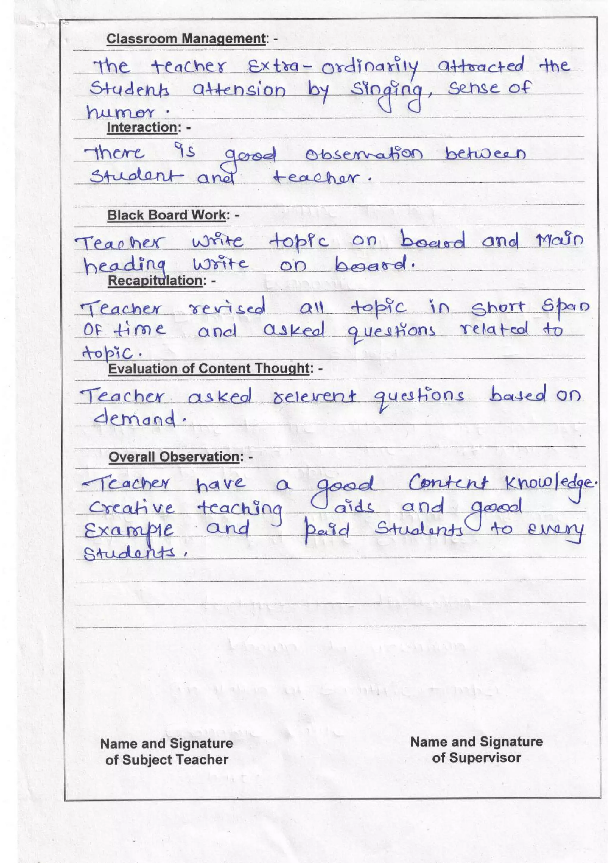 Shadow Teacher Observation.pdf | Education