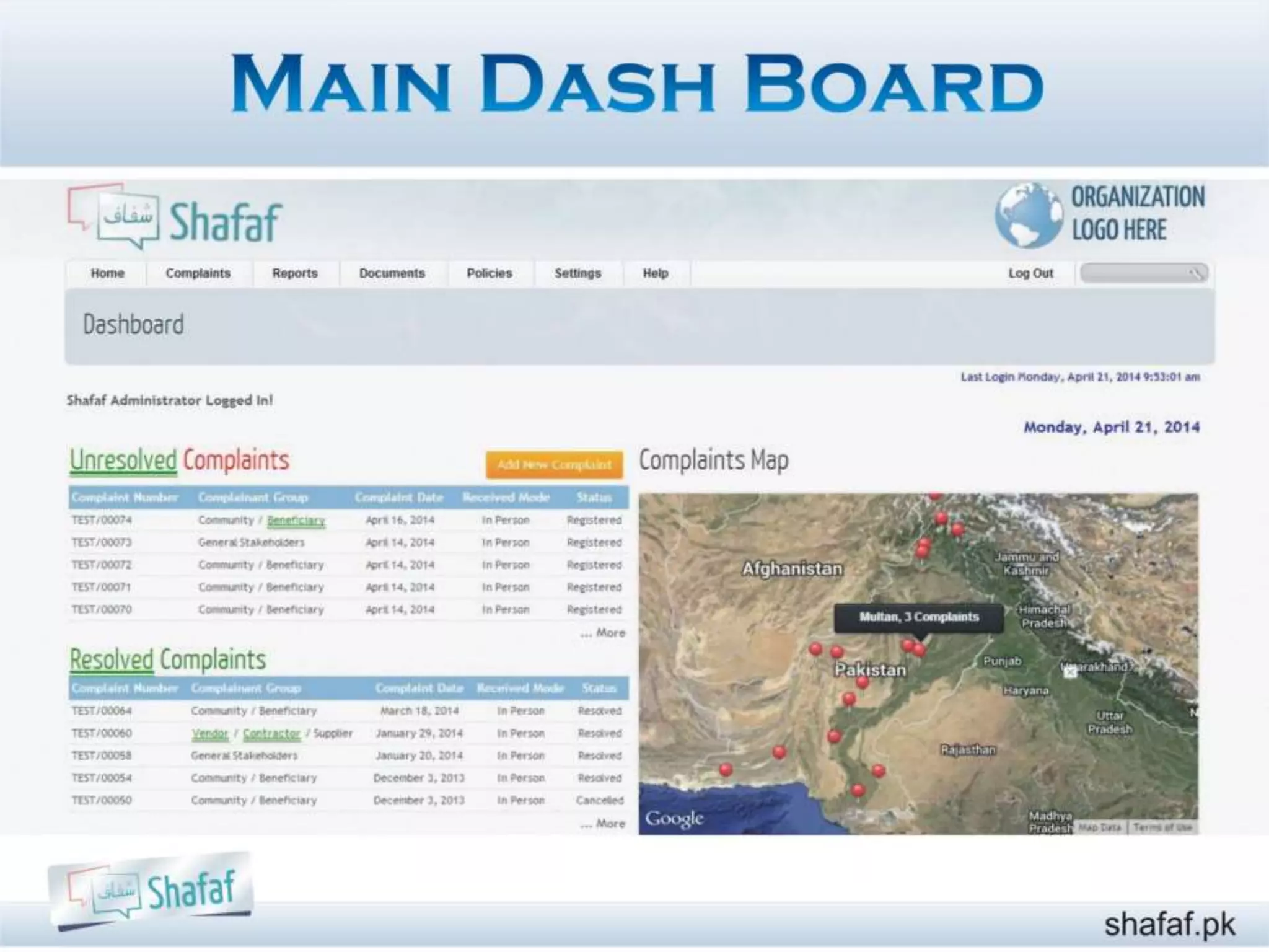 Complaint & Feedback Mechanism (Shafaf) | PPTX
