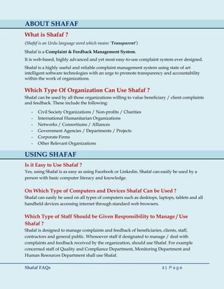 Shafaf FAQs | PDF