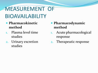 Bioavability and Bioequalance | PPTX