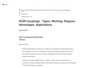 Shaft Couplings _ Types, Working, Diagram, Advantages, Applications.pptx