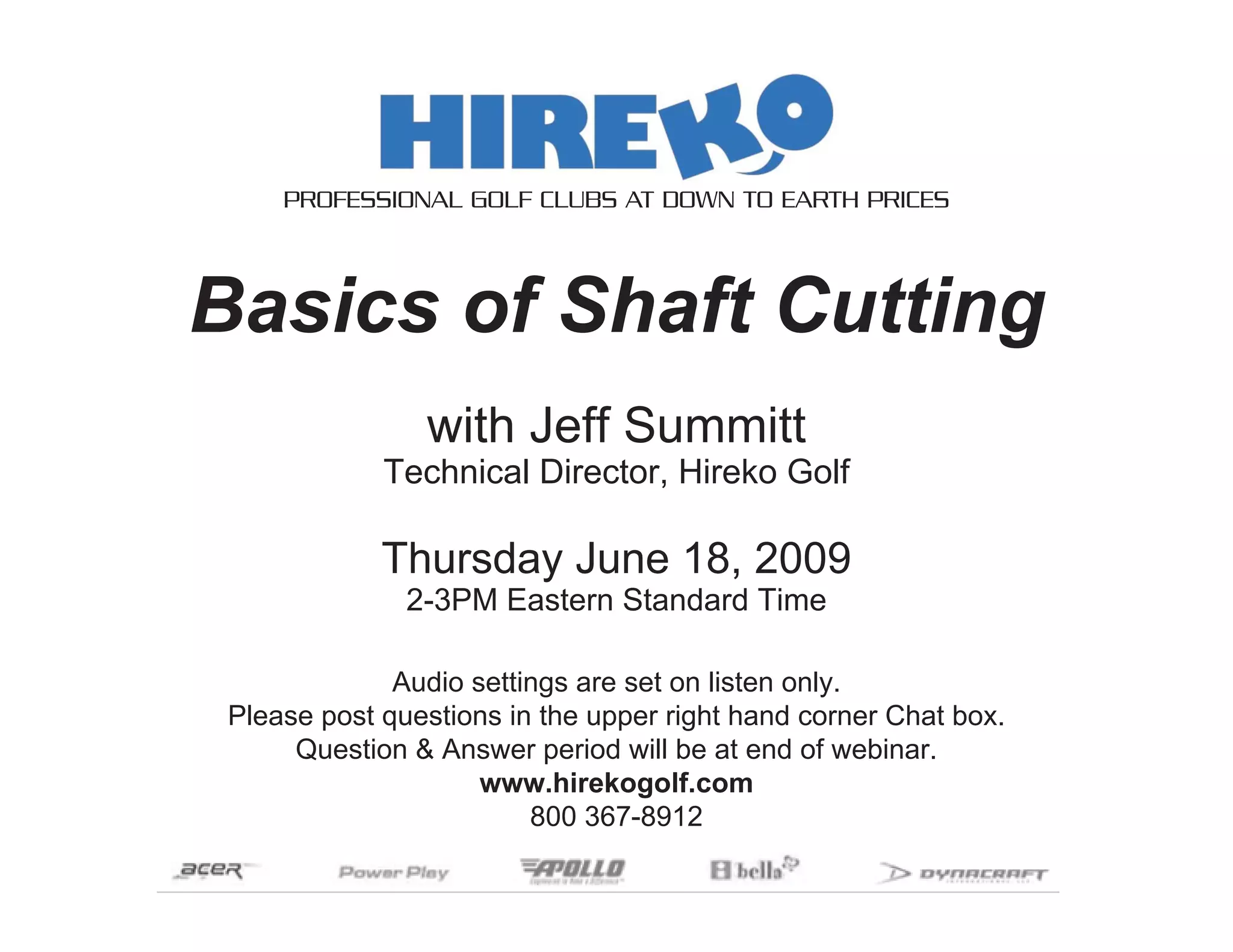 Basics of Golf Club Shaft Cutting | PDF