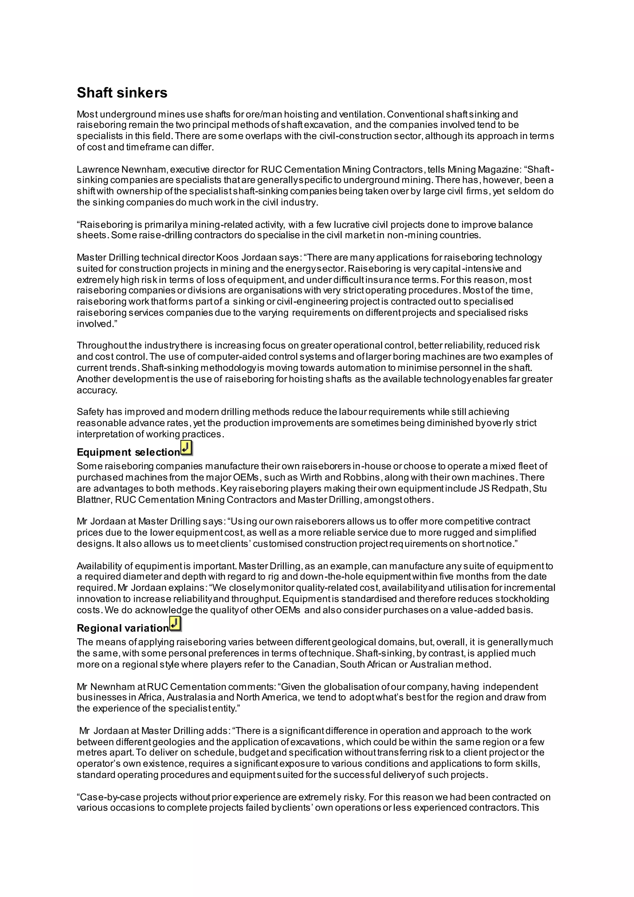 Shaft sinkers | DOCX