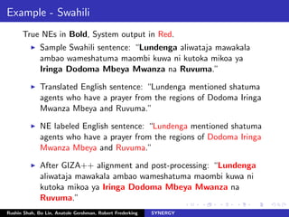 SYNERGY - A Named Entity Recognition System for Resource-scarce ...