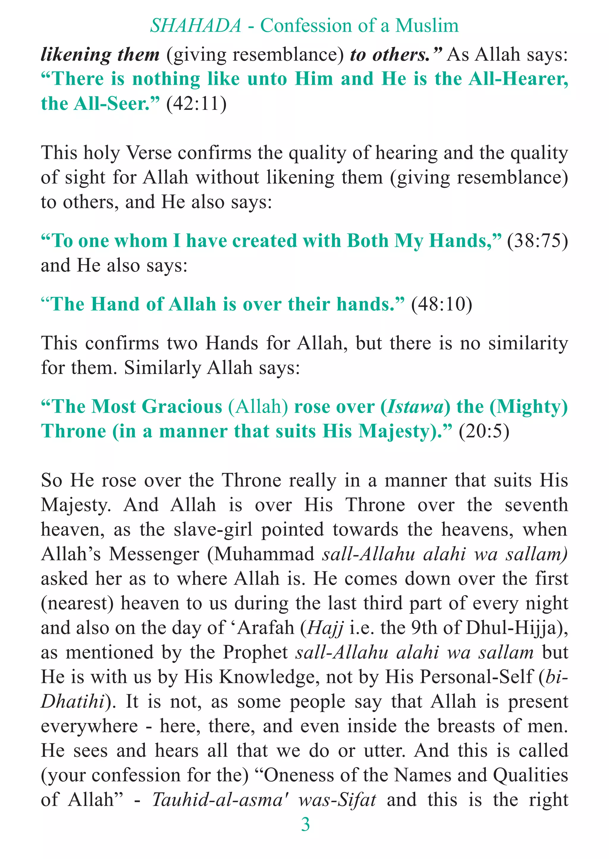Shahada confession of a muslim (the Testimony of faith) | PDF