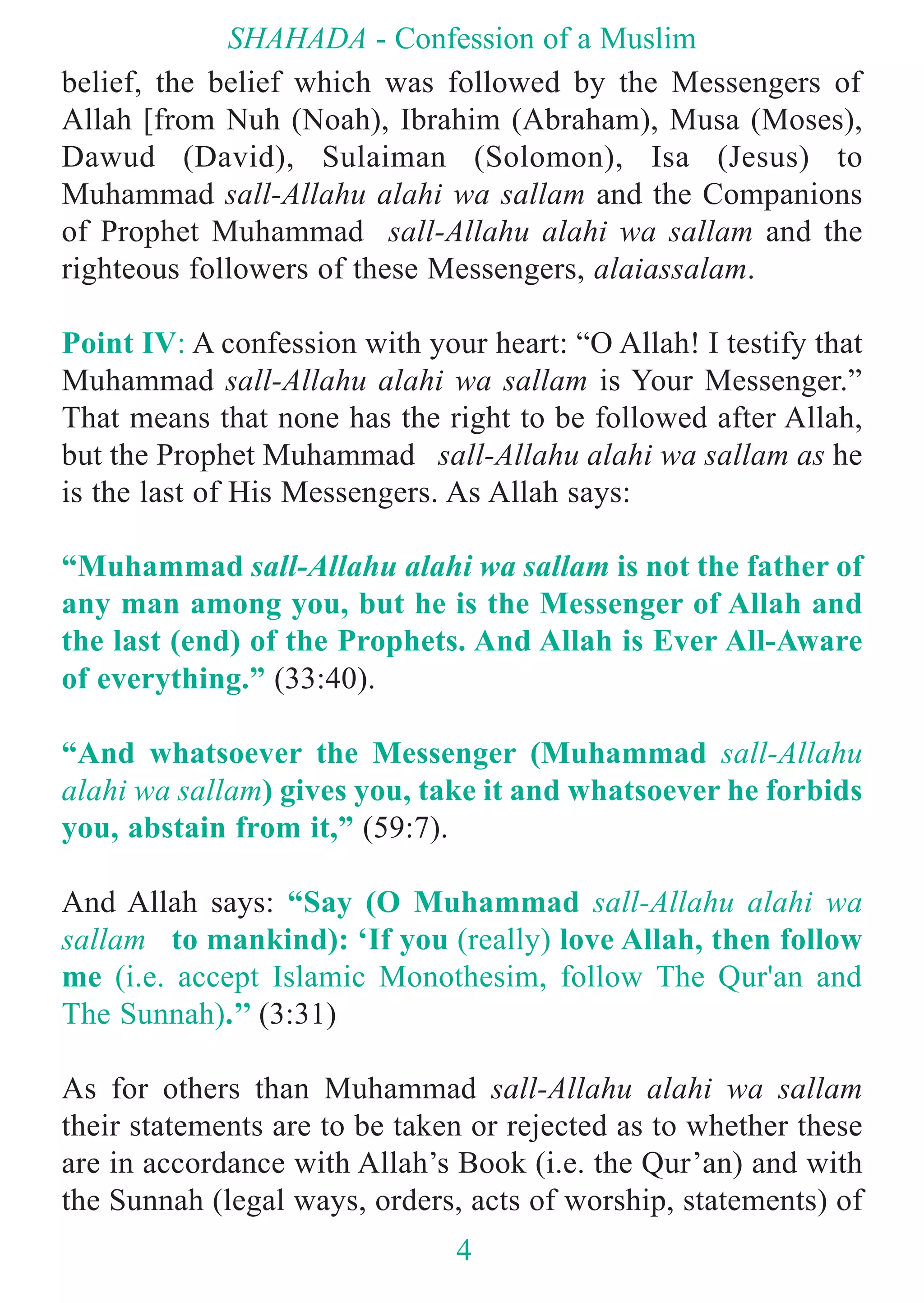 Shahada confession of a muslim (the Testimony of faith) | PDF