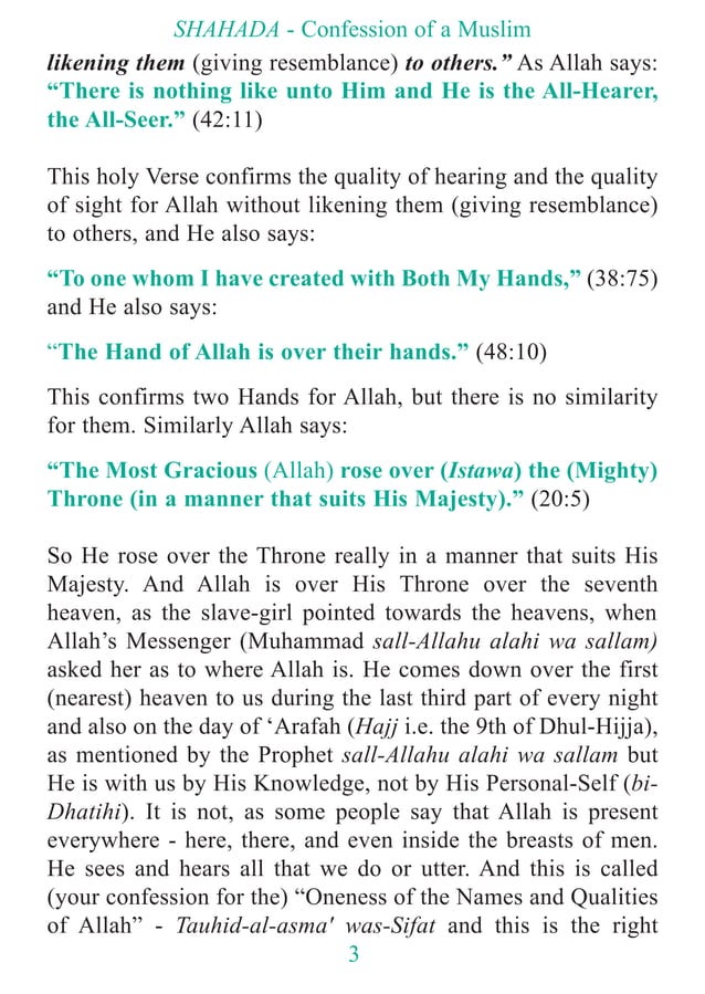 Shahada confession of a muslim (the Testimony of faith) | PDF