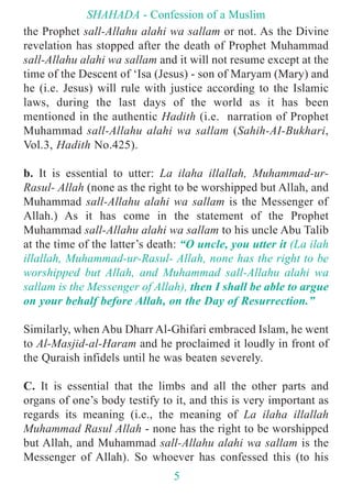 Shahada confession of a muslim (the Testimony of faith) | PDF