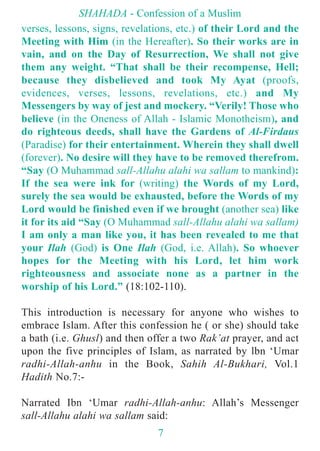 Shahada confession of a muslim (the Testimony of faith) | PDF