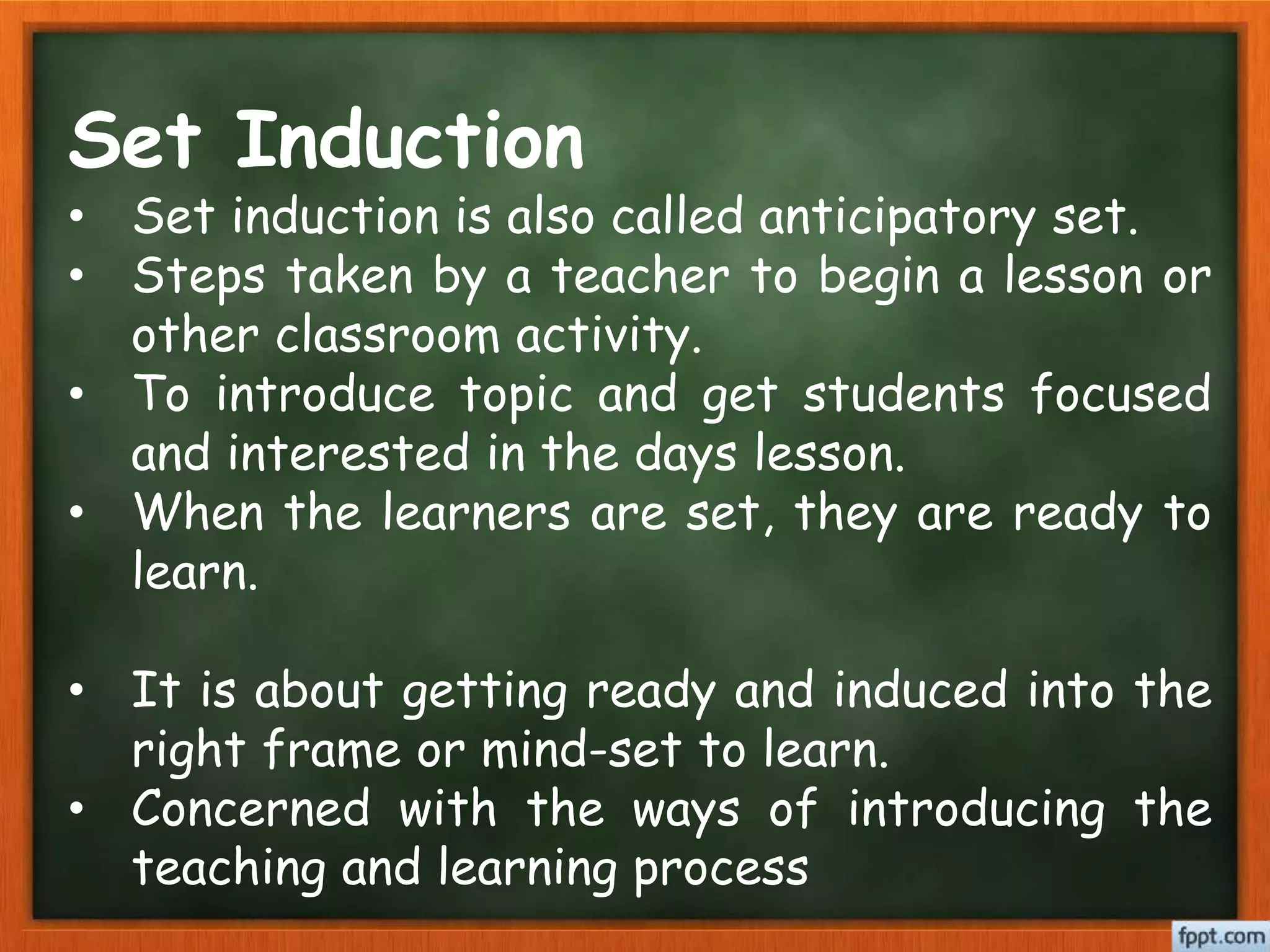 Teaching Skills "Set induction & presentation & lesson plan" | PPTX