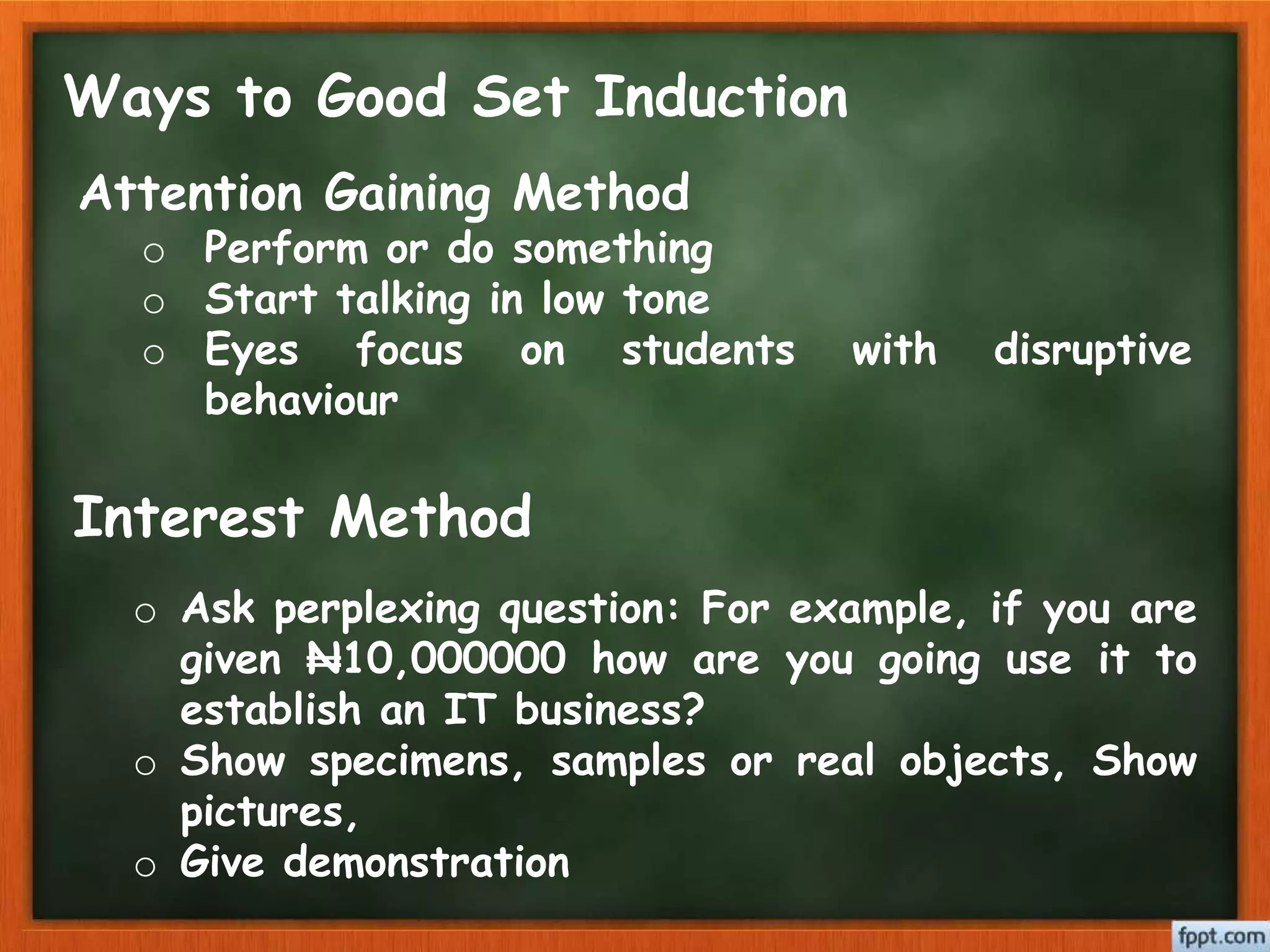 Teaching Skills "Set induction & presentation & lesson plan" | PPTX