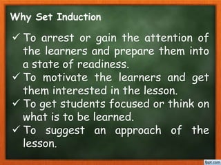 Teaching Skills "Set induction & presentation & lesson plan" | PPTX