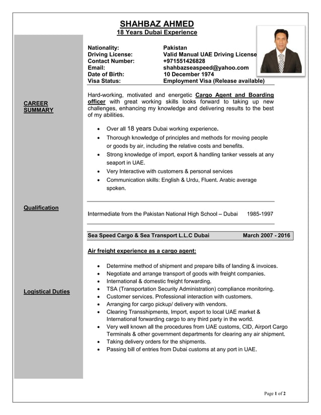 Shahbaz cargo cv | PDF