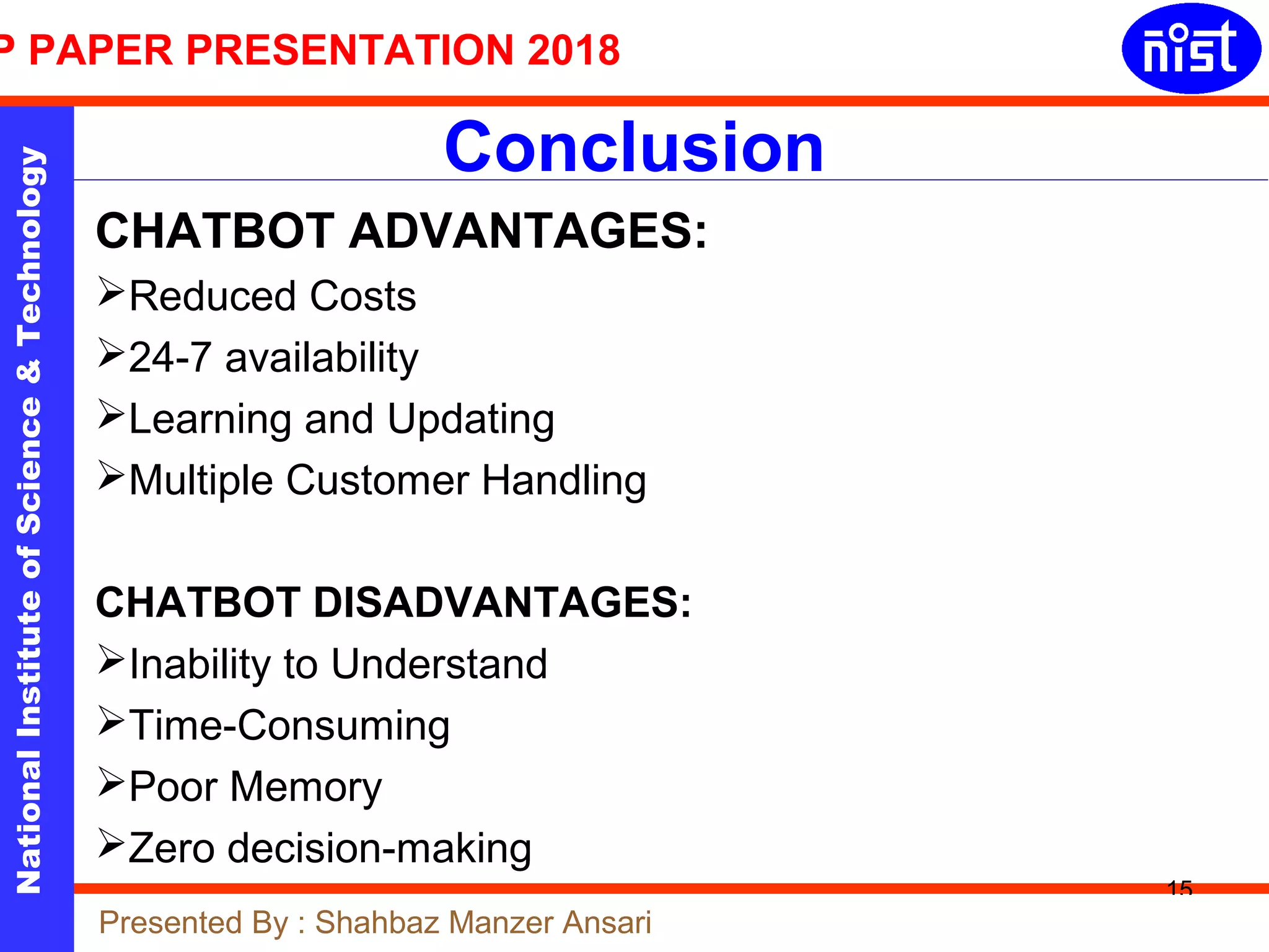 Shahbaz Ansari Presentation on CHATBOT | PPT