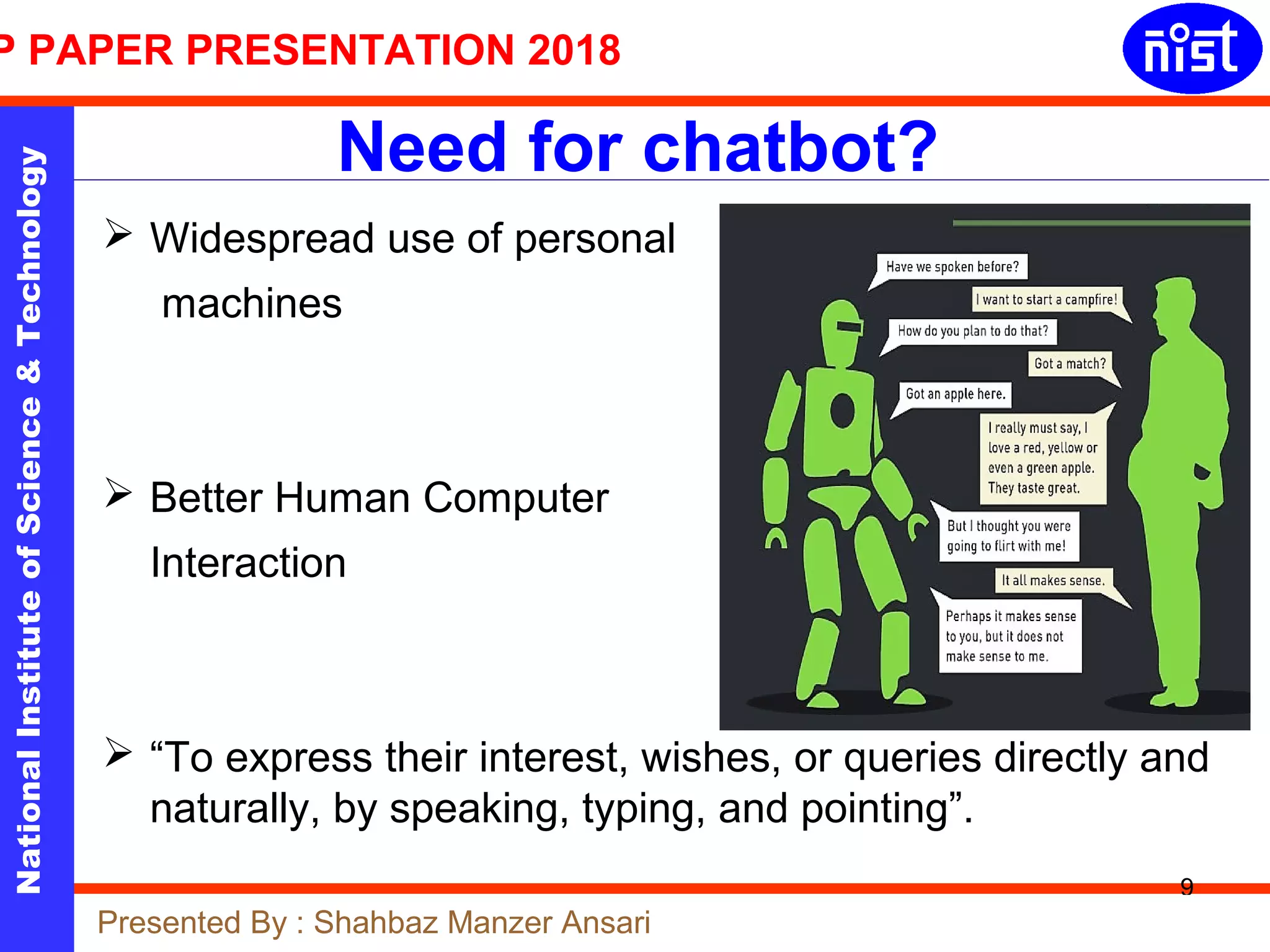 Shahbaz Ansari Presentation on CHATBOT | PPT