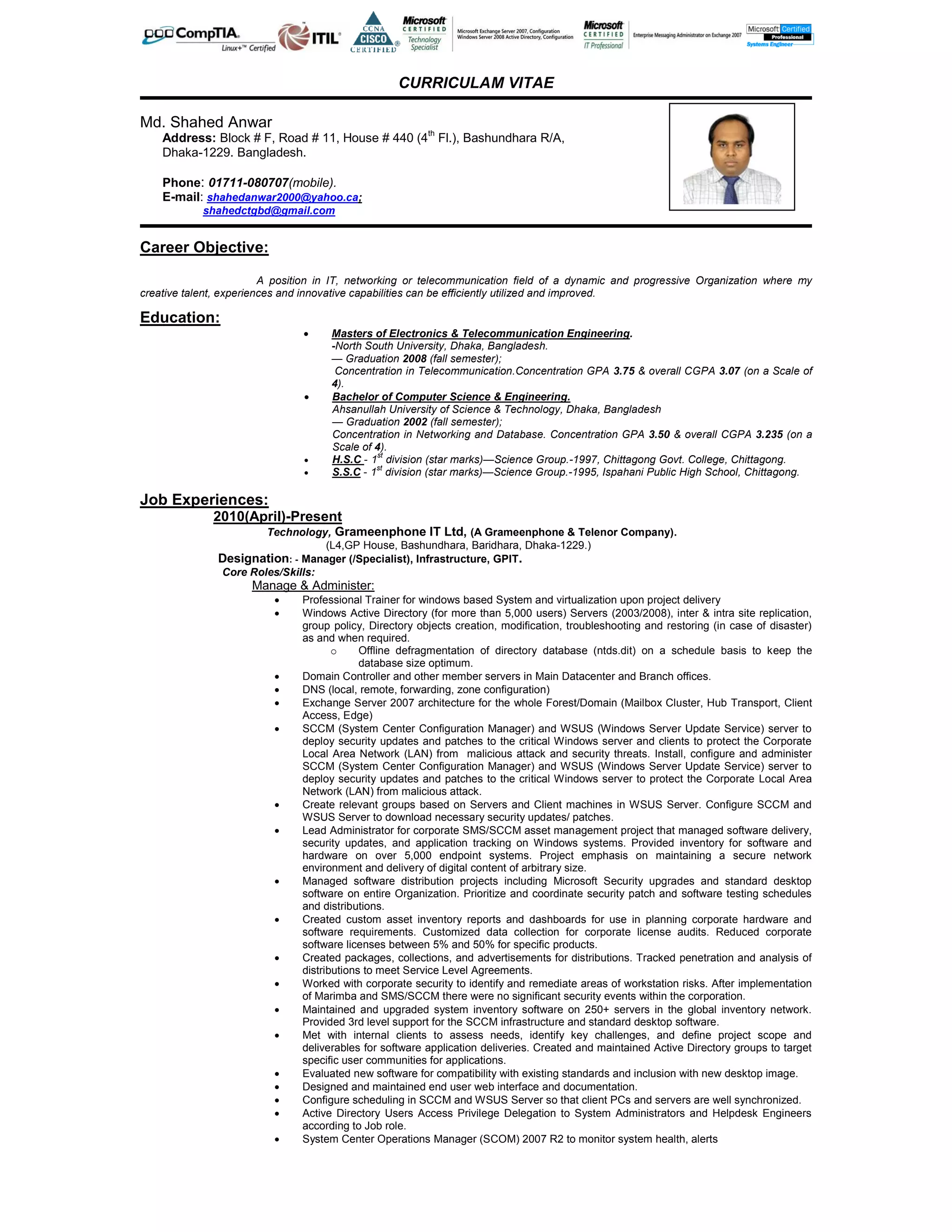 Shahed Anwar Resume | PDF