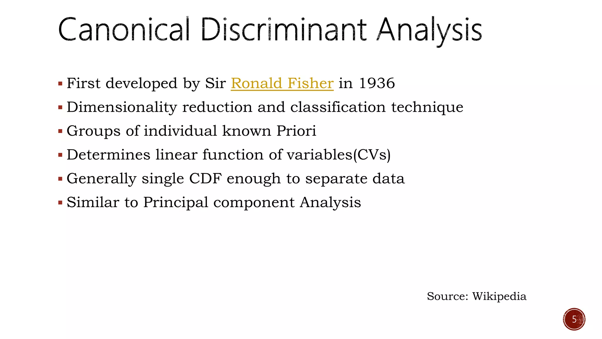 Canonical Discriminant Analysis | PPTX