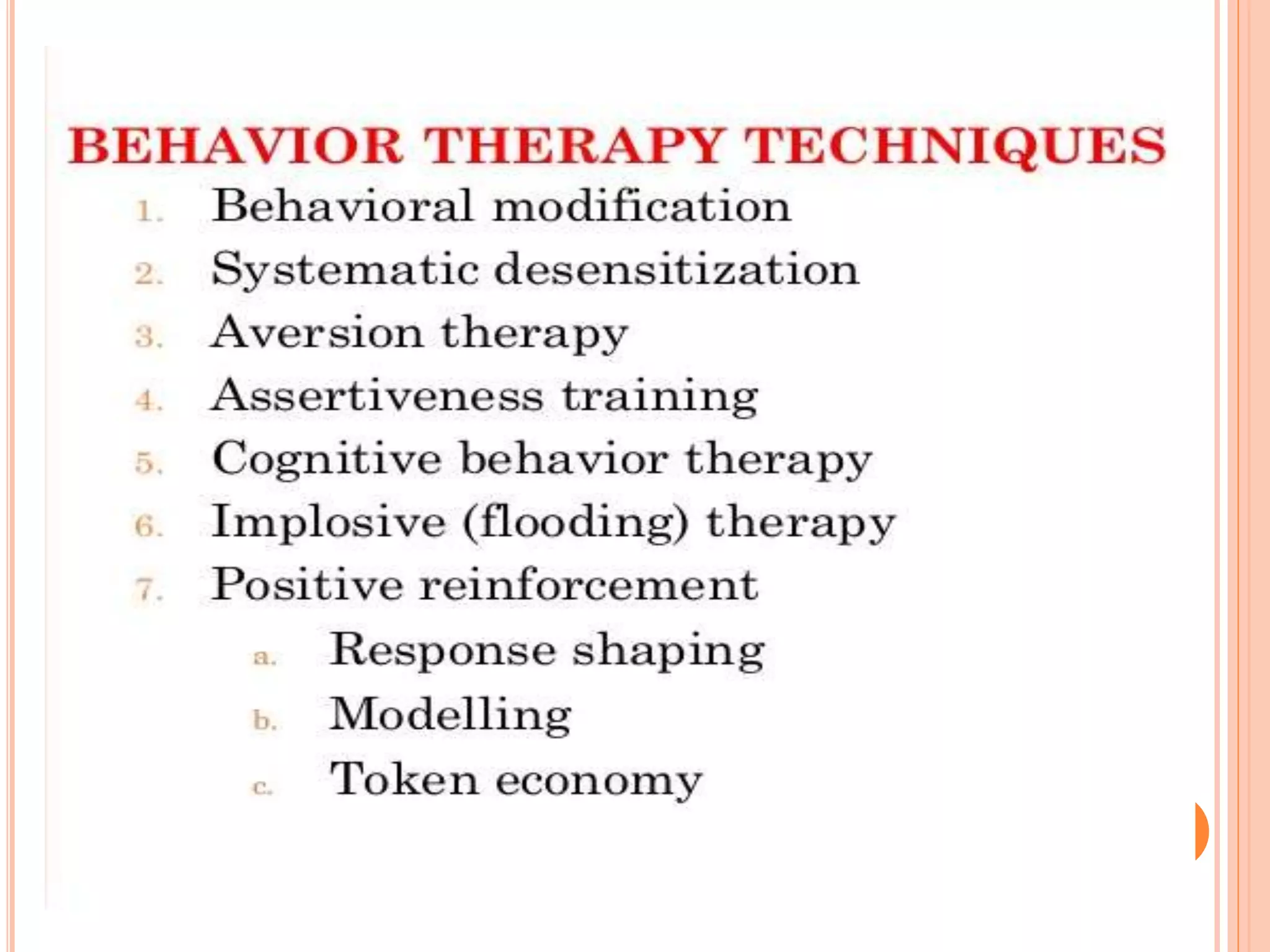 BEHAVIOR THERAPY AND ITS TECHNIQUES | PPTX