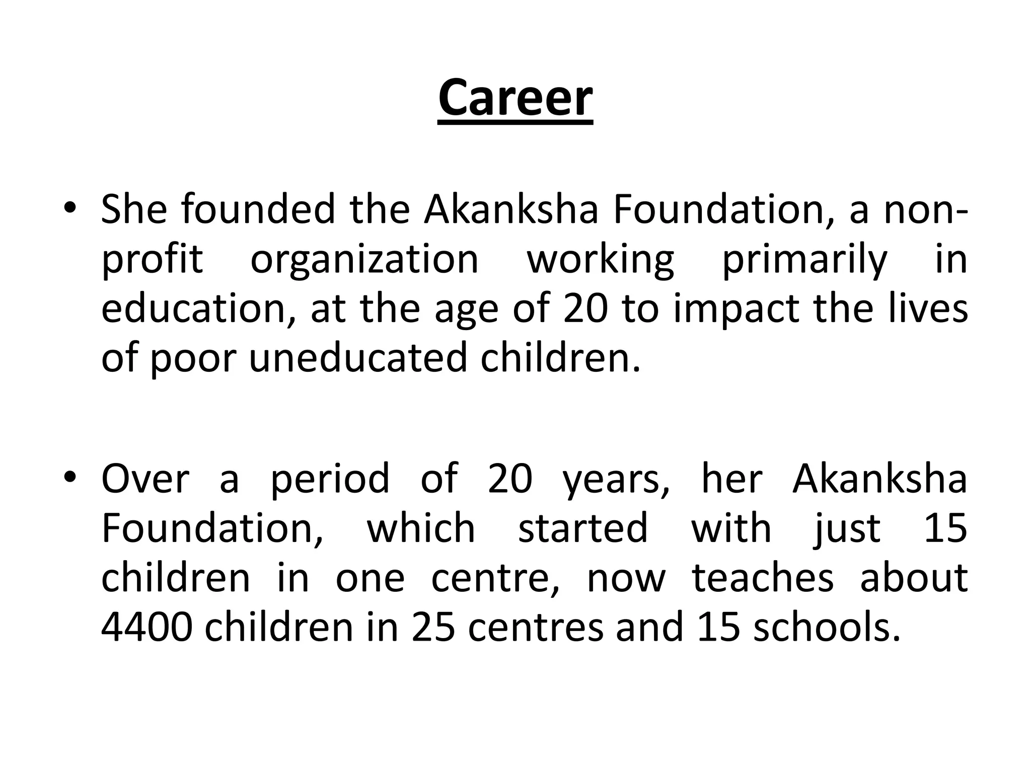 Shaheen Mistri : Teach for India and Akanksha Foundation | PPTX
