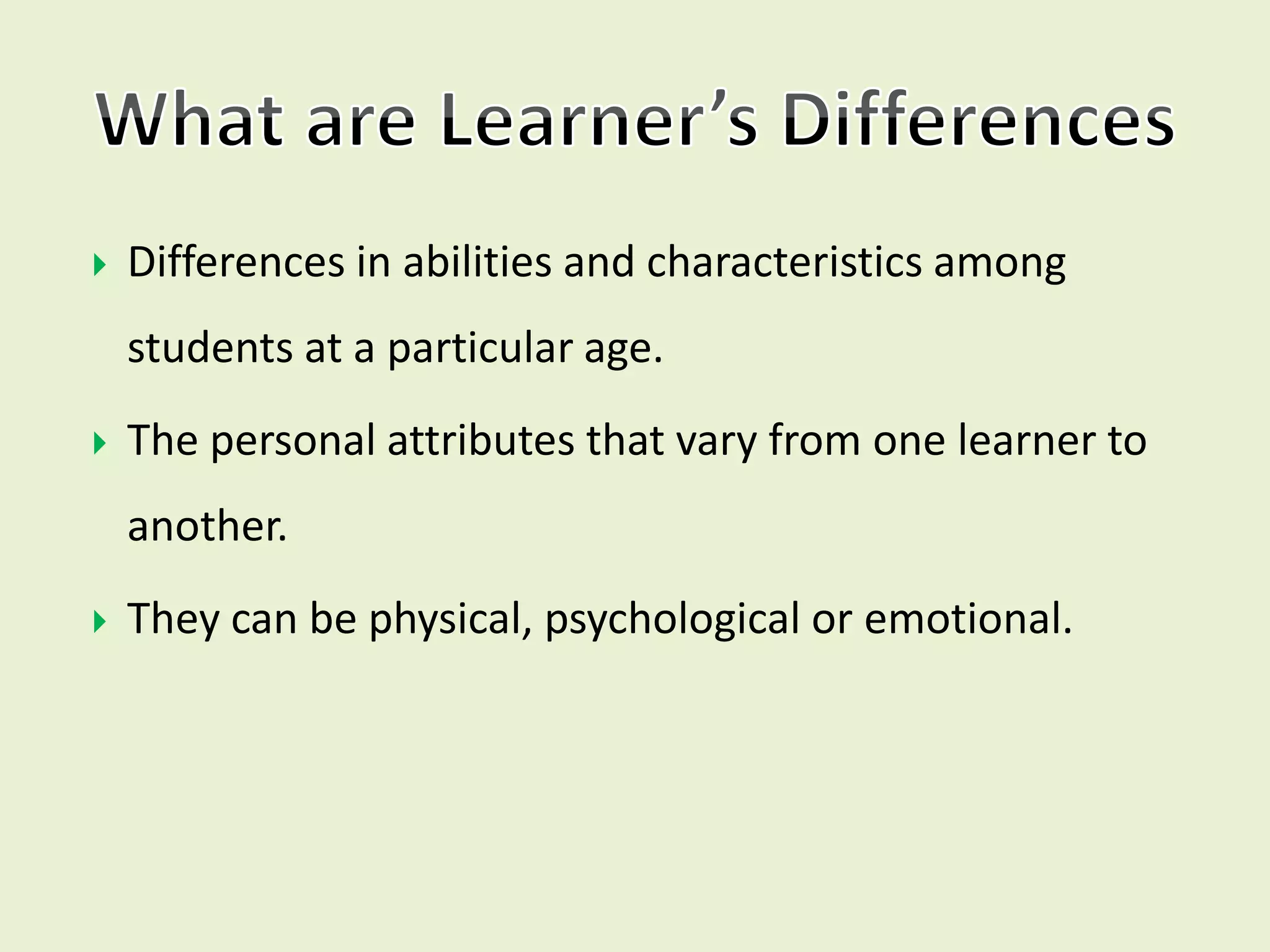 Learner's differences | PPTX