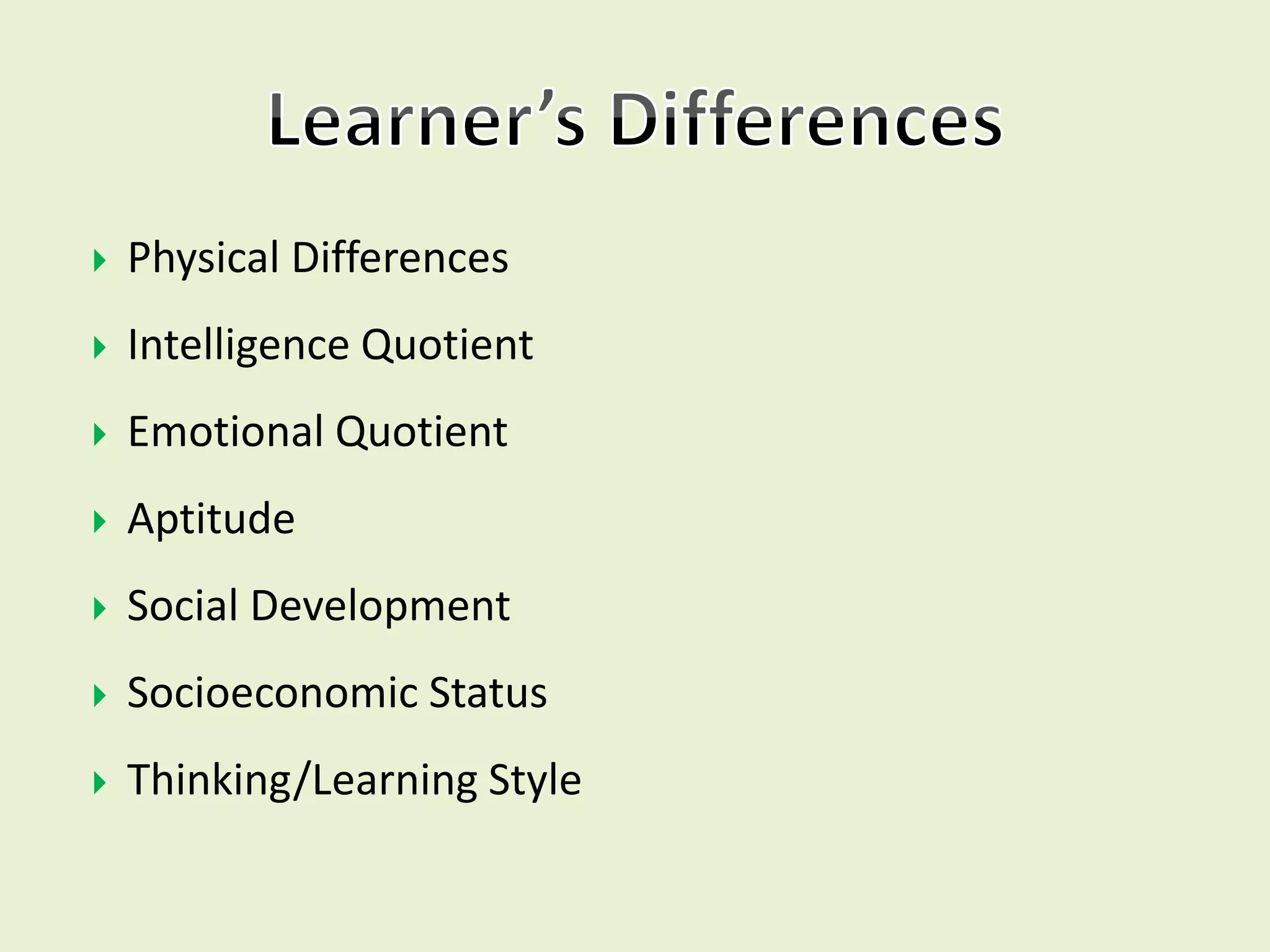 Learner's differences | PPTX