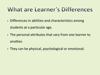 Learner's differences | PPTX