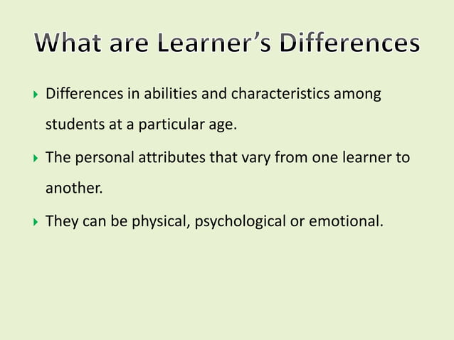 Learner's differences | PPTX | Education