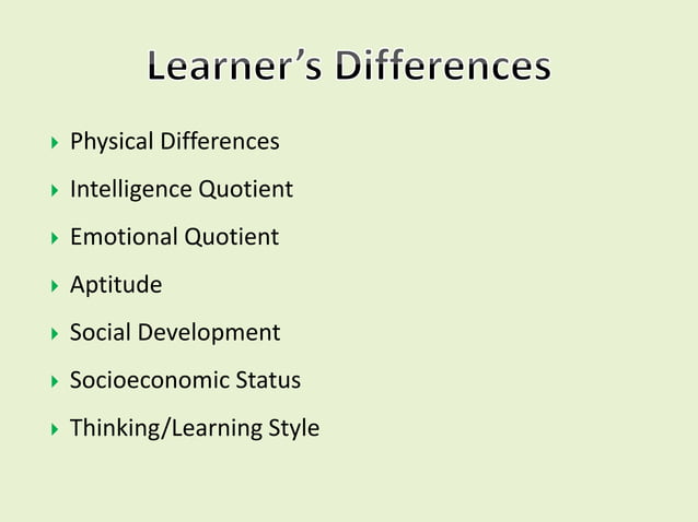 Learner's differences | PPTX | Education