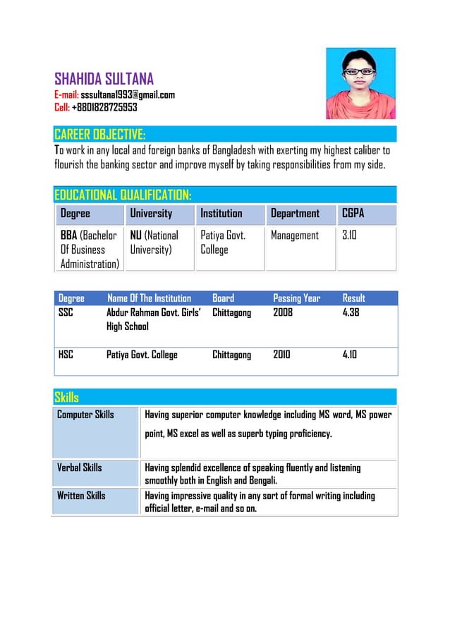 Format of standard CV | PDF