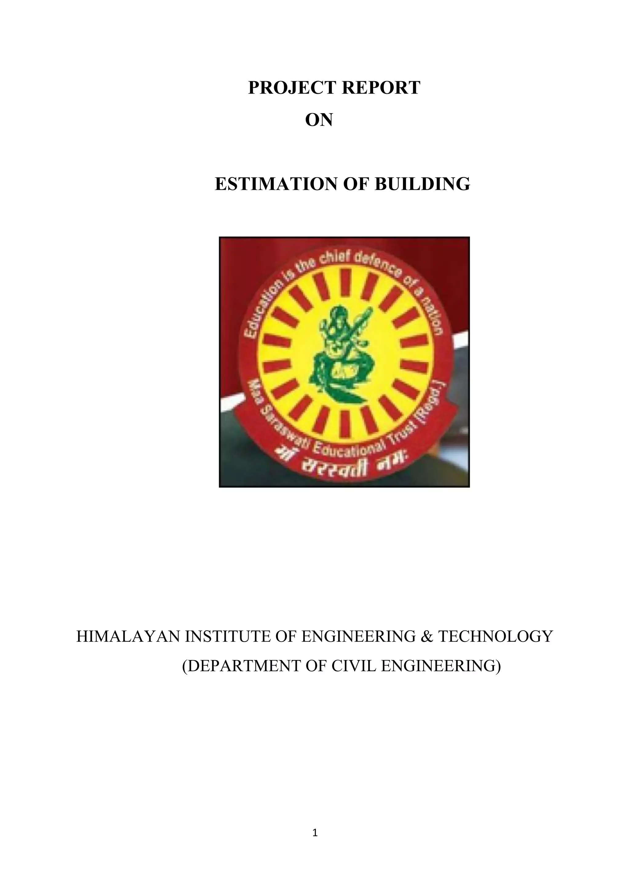 Estimation And Costing Of A Building | PDF