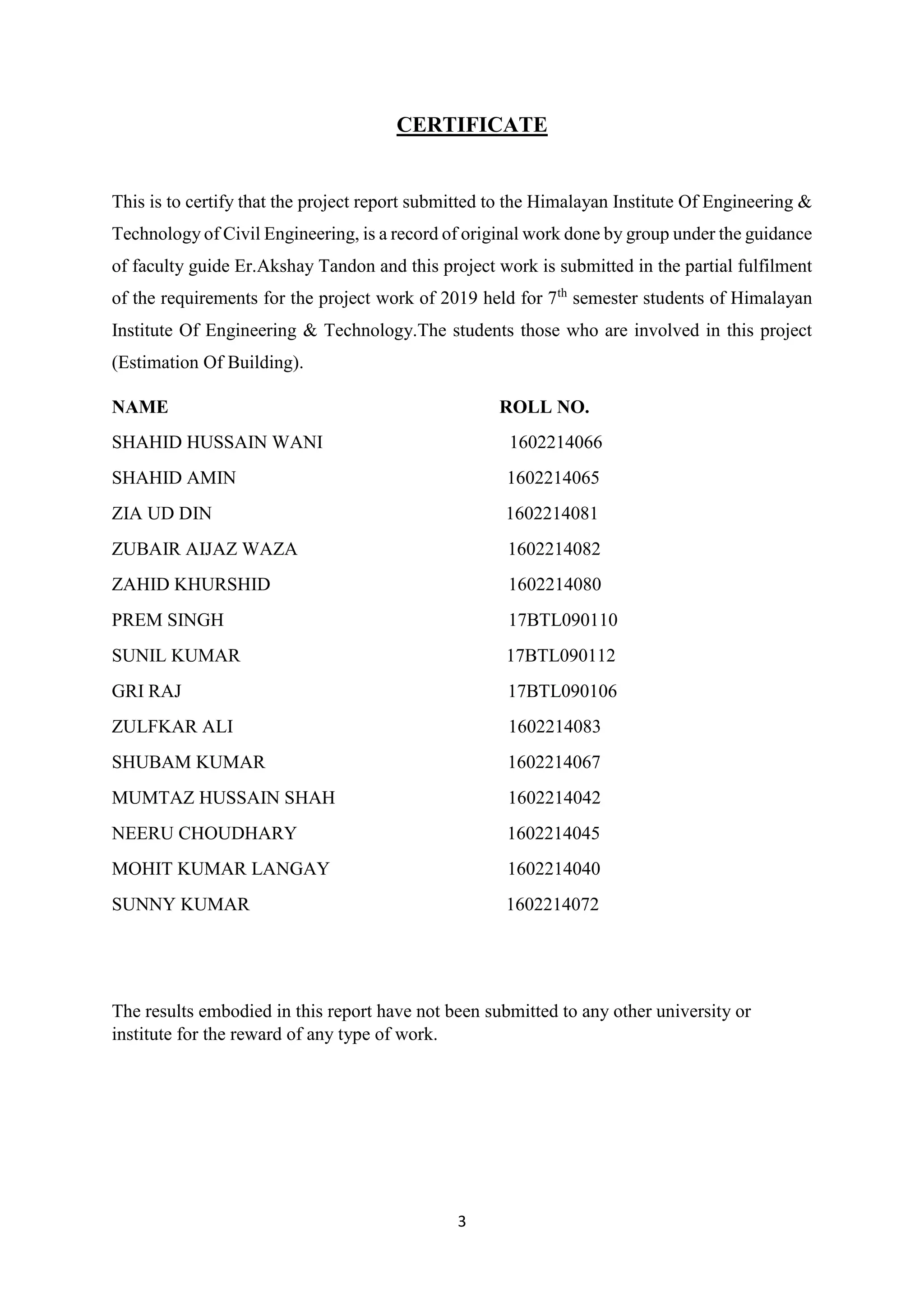 Estimation And Costing Of A Building | PDF