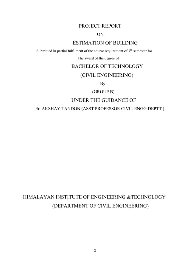 Estimation And Costing Of A Building | PDF
