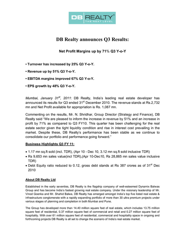 Shahid usman balwa director of db realty | PDF