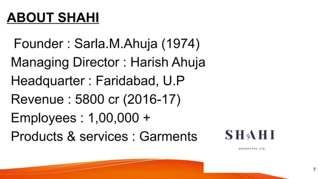 Shahi exports private limited | PPTX | Business | Business and Finance