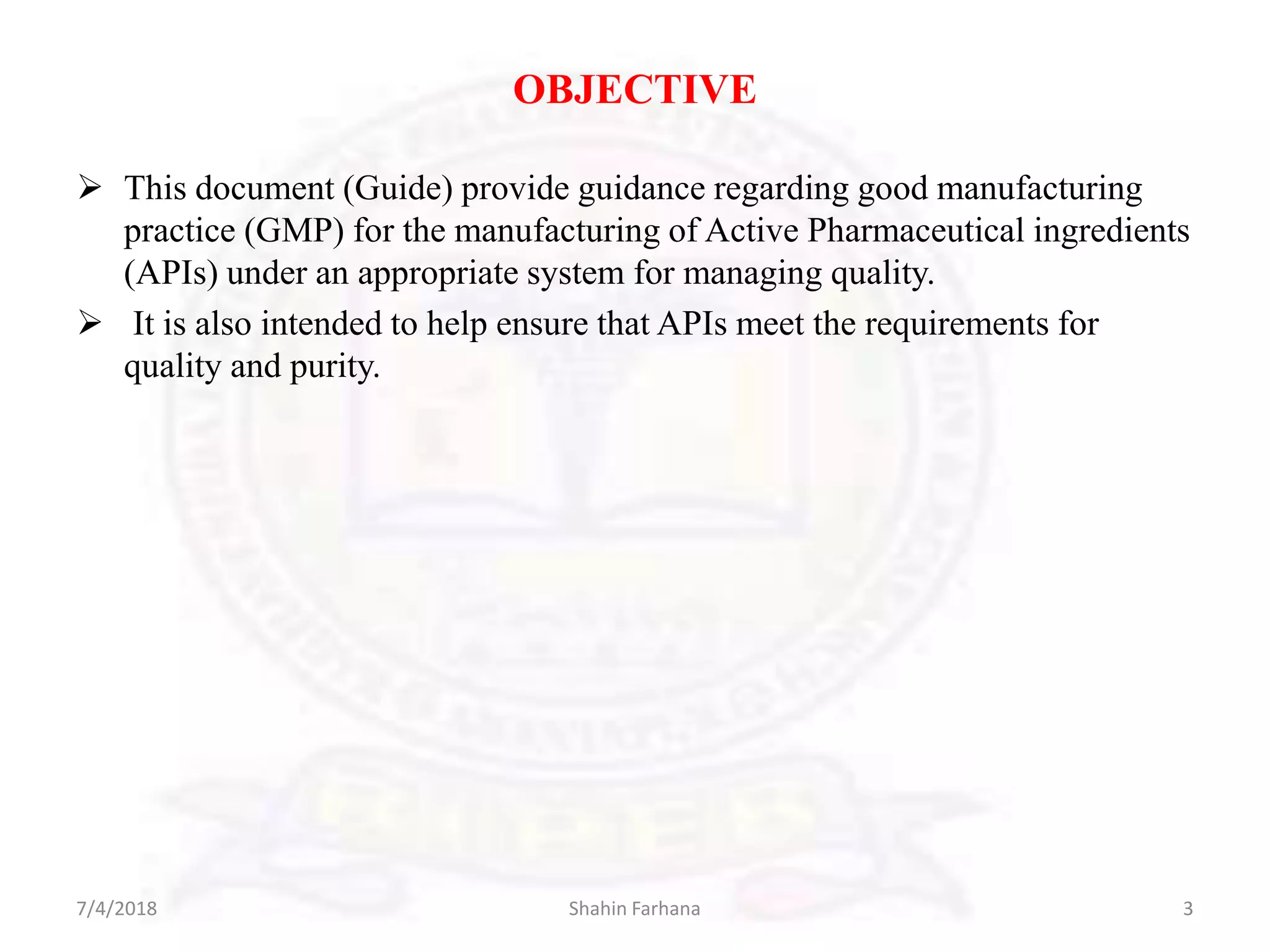 ICH Q7 Guideline | PPTX