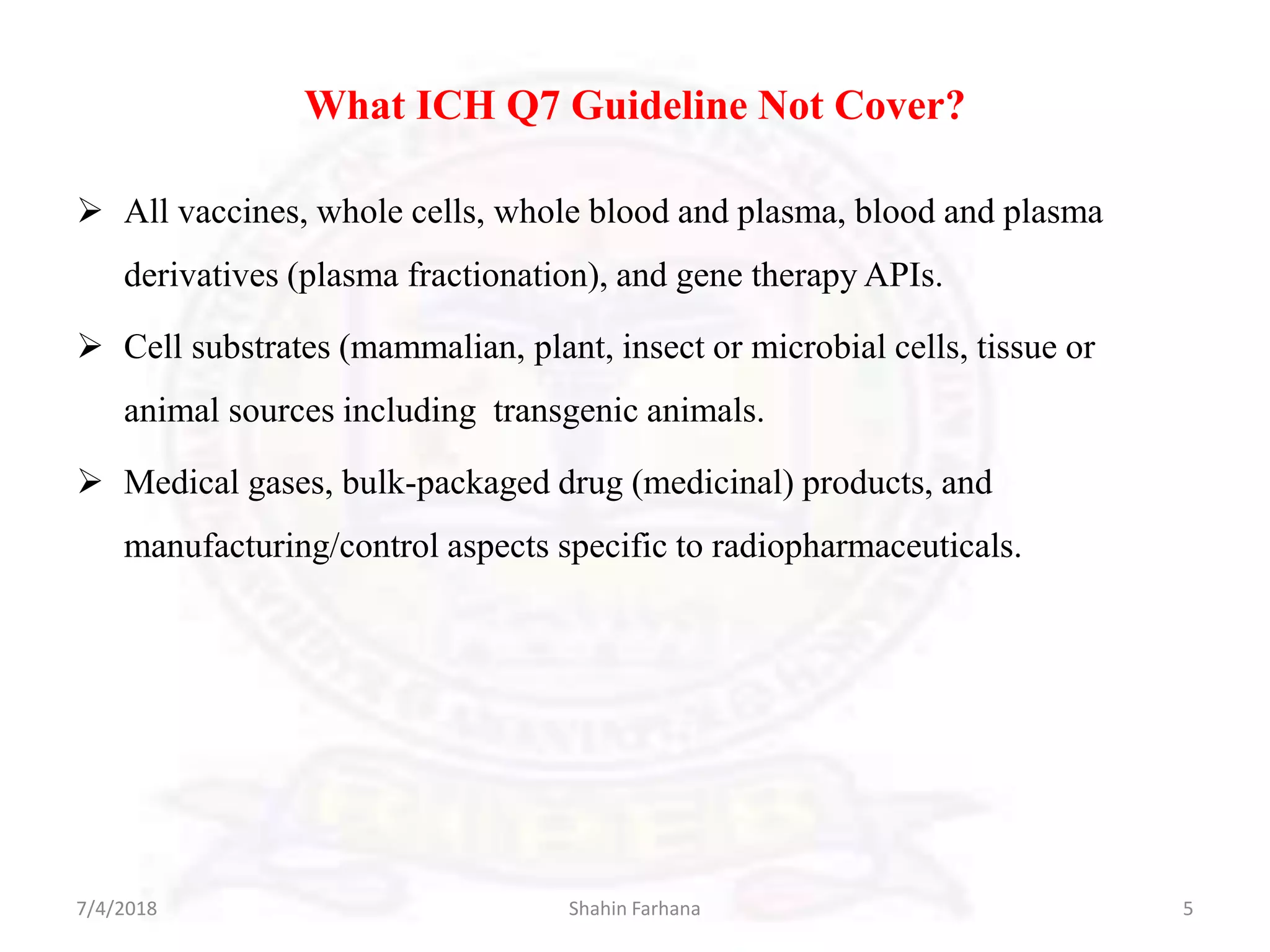 ICH Q7 Guideline | PPTX