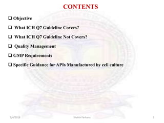 ICH Q7 Guideline | PPTX