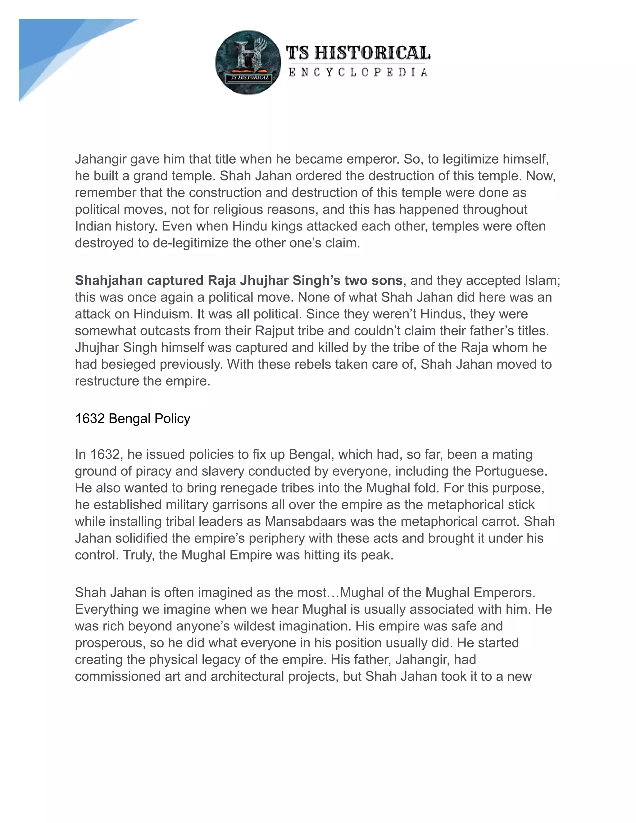 Shah Jahan 4th Mughal Emperor - TS Historical.docx.pdf