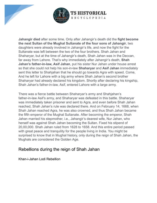 Shah Jahan 4th Mughal Emperor - TS Historical.docx.pdf