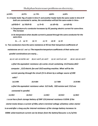Shahjahan brain teaser problems on electricity.. | DOCX