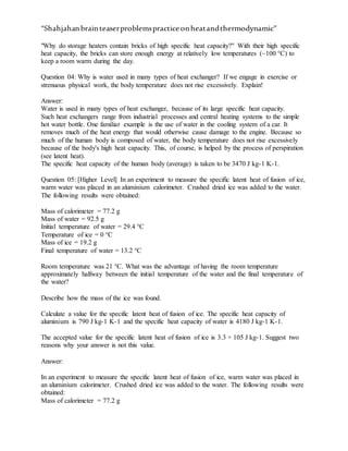 practice problems on heat and thermodynamics | DOCX